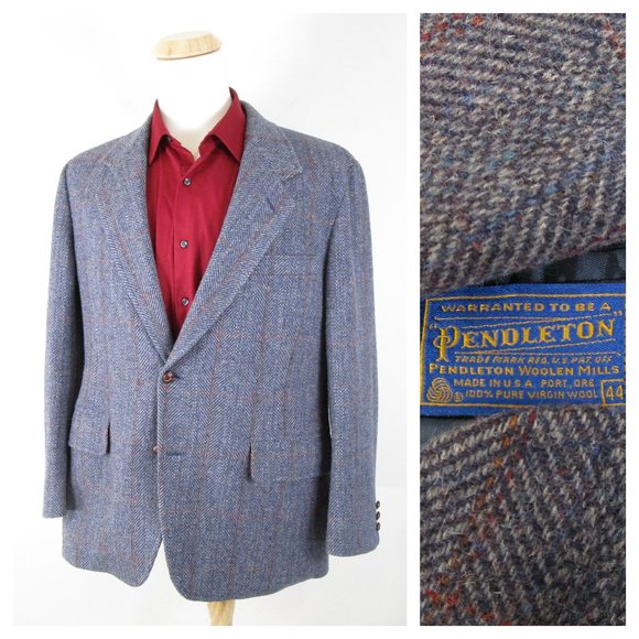 Pendleton | Suits & Blazers | Vintage Pendleton Gray Red Windowpane ...
